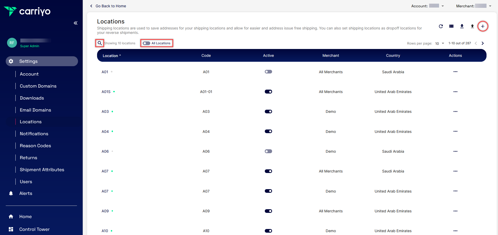 Creating and Managing Locations – CARRIYO